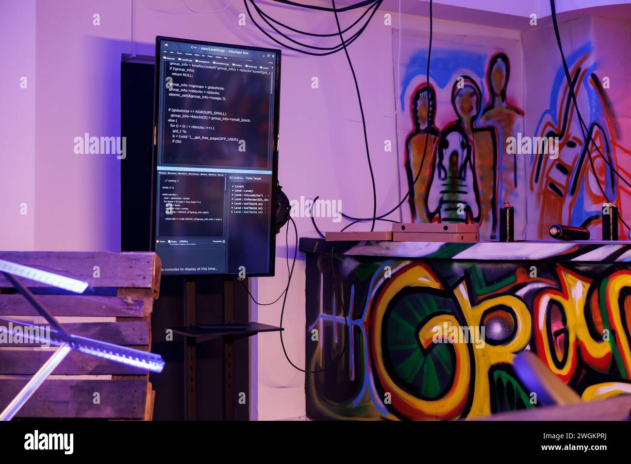 Malware Running Code For Database Hacking On Screen In Abandoned
