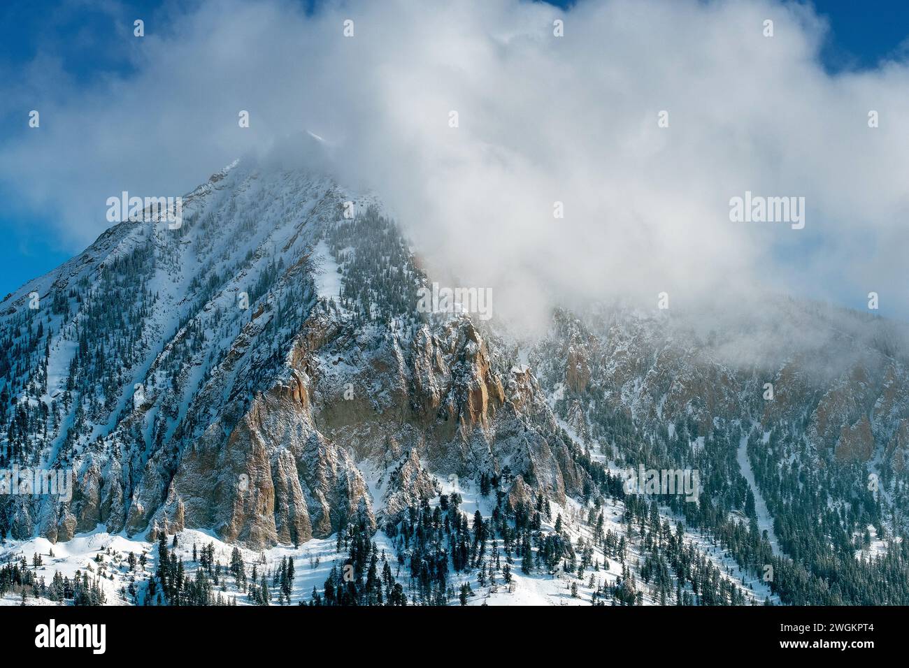 February 04, 2024: Mt. Crested Butte and the West Elk Range provide a ...