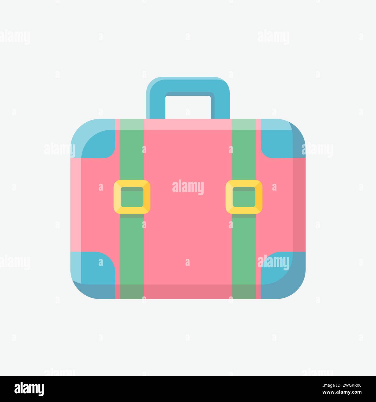 Pink travel suitcase. Flat vector illustration. Isolated image on a ...