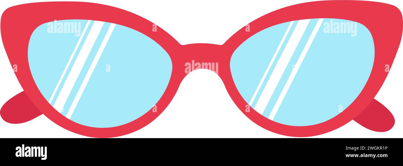 Red womens sunglasses. Flat vector illustration. Isolated image on a ...