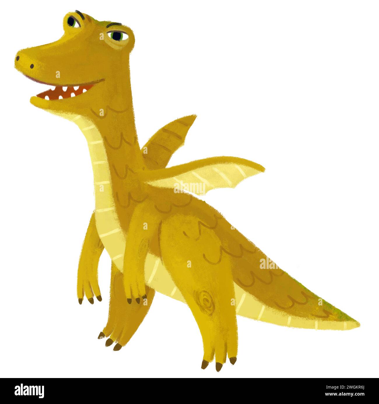 cartoon happy and funny colorful medieval dragon or dinosaur dino ...