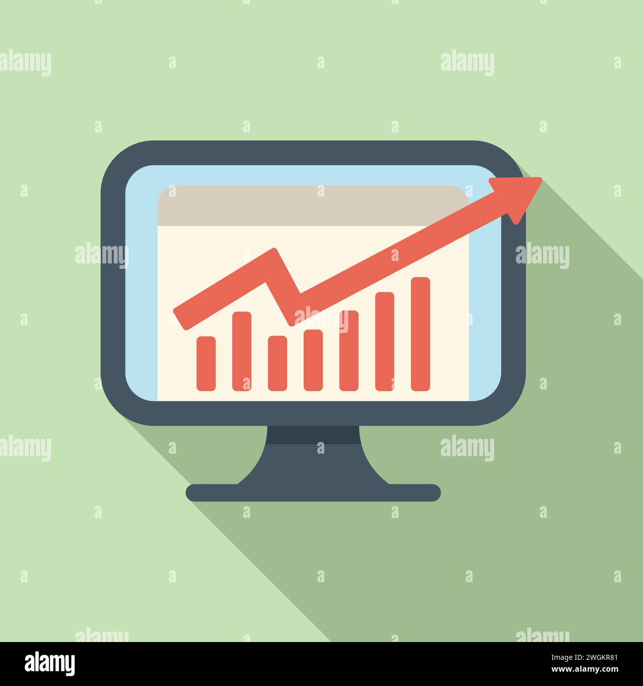 Monitor data finance icon flat vector. Digital chart. Work team job ...