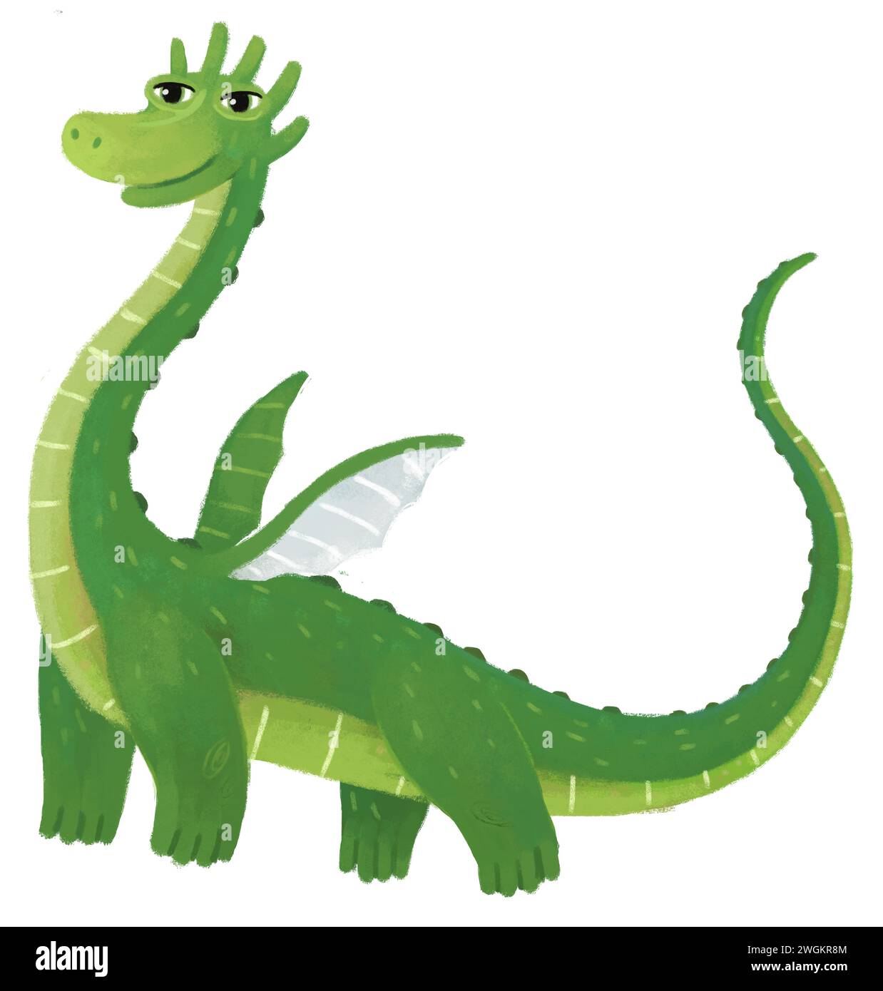 cartoon happy and funny colorful medieval dragon or dinosaur dino ...