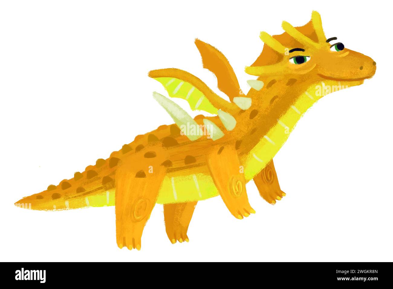 cartoon happy and funny colorful medieval dragon or dinosaur dino ...