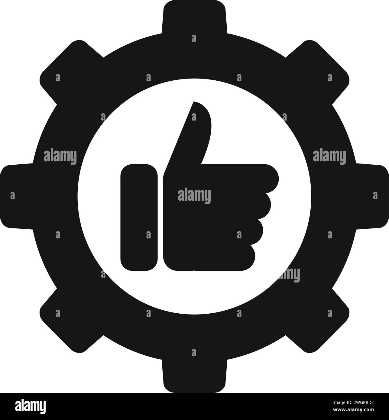 Gear thumb up icon simple vector. Process project change. Human person ...