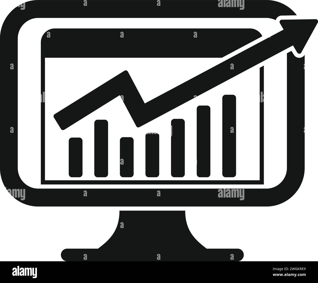 Monitor data finance icon simple vector. Digital chart. Work team job ...