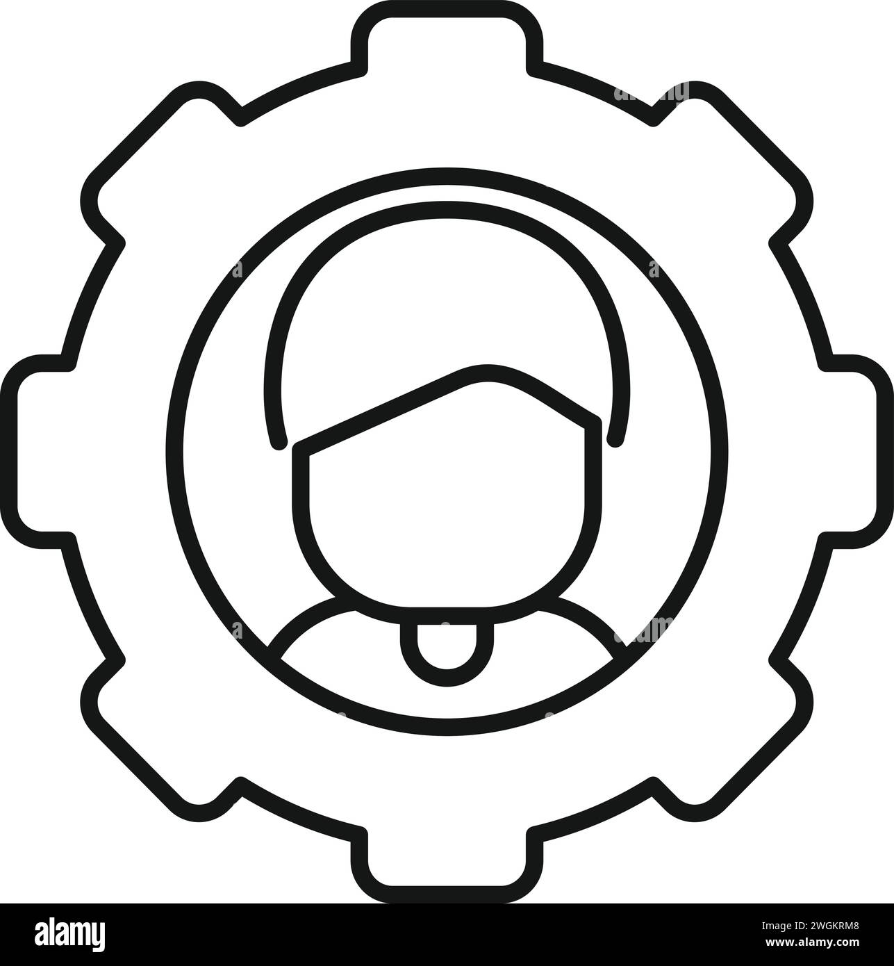Gear person project icon outline vector. Person work team. Financial ...