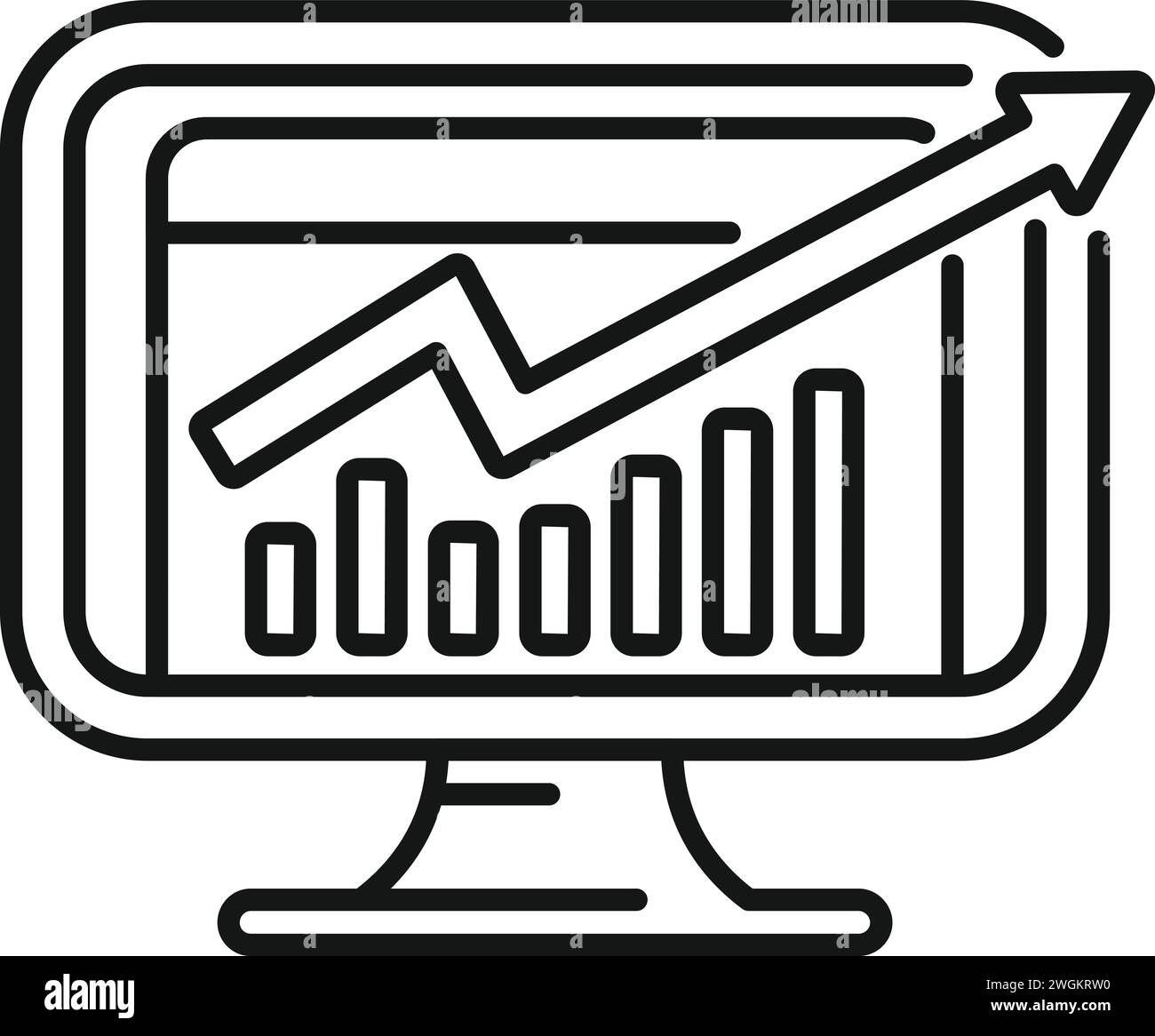 Monitor data finance icon outline vector. Digital chart. Work team job ...