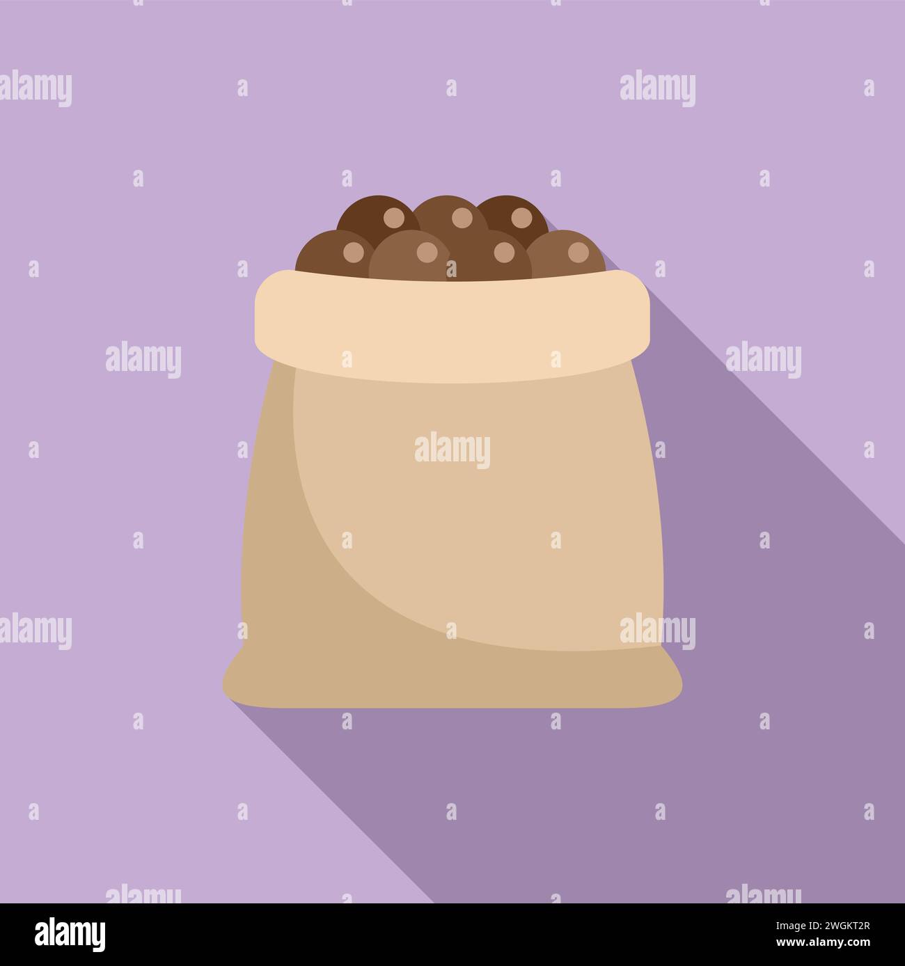 Full sack of lentil icon flat vector. Eco farming product. Grain soup ...