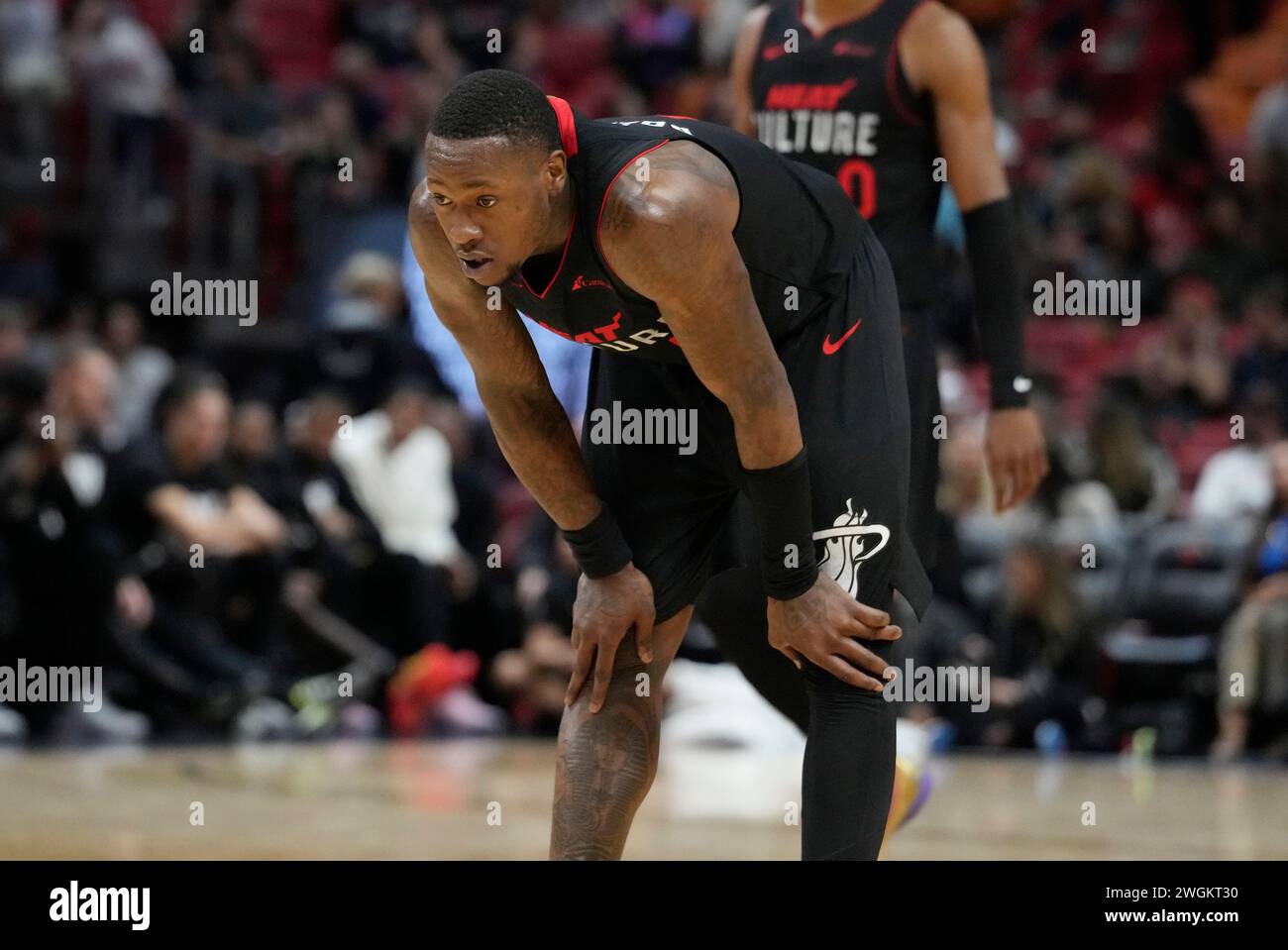 Miami Heat guard Terry Rozier (2) looks down the court during the ...