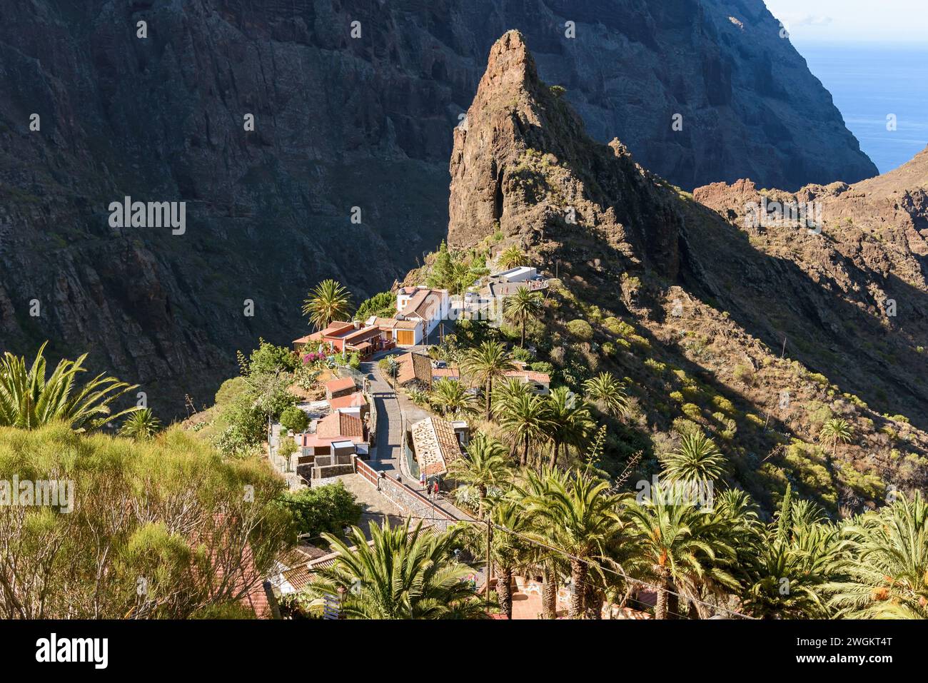 Aerial view of famous Masca village in Teno mountans on Tenerife ...