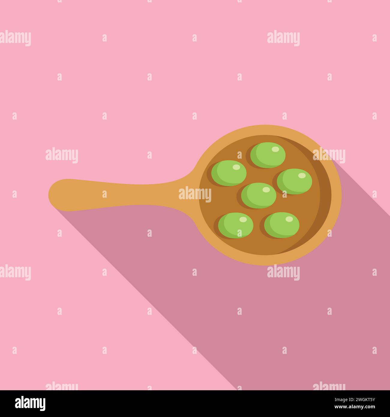 Spoon of lentil icon flat vector. Grain plant energy. Food cooking ...