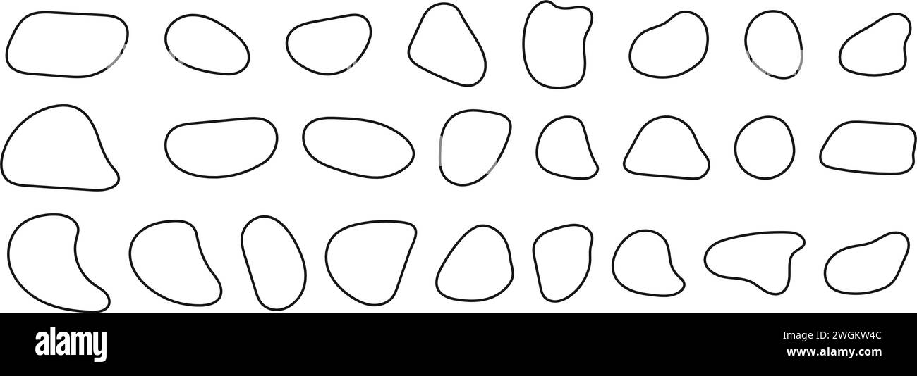 Set of irregular organic forms, pebble stone shapes, deformated blobs ...