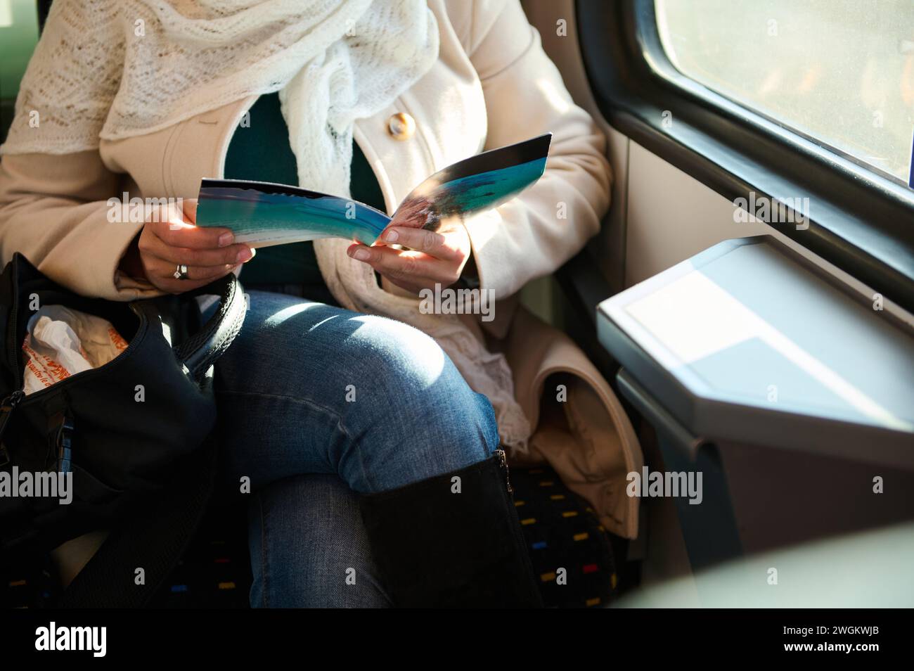 Adult woman riding in train hi-res stock photography and images - Alamy