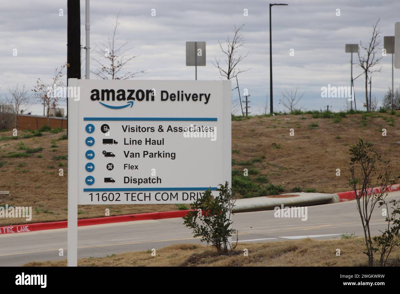 San Antonio, USA. 05th Feb, 2024. Amazon Delivery directional signage ...
