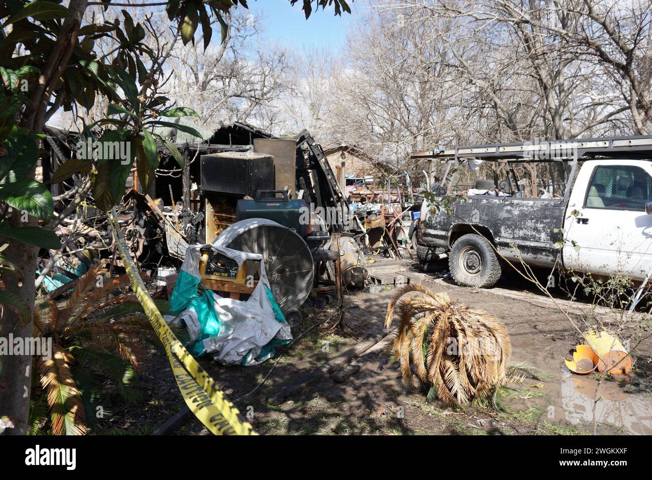 Damage is seen after a deadly house fire on Feb. 3, 2024, in Houston. A ...