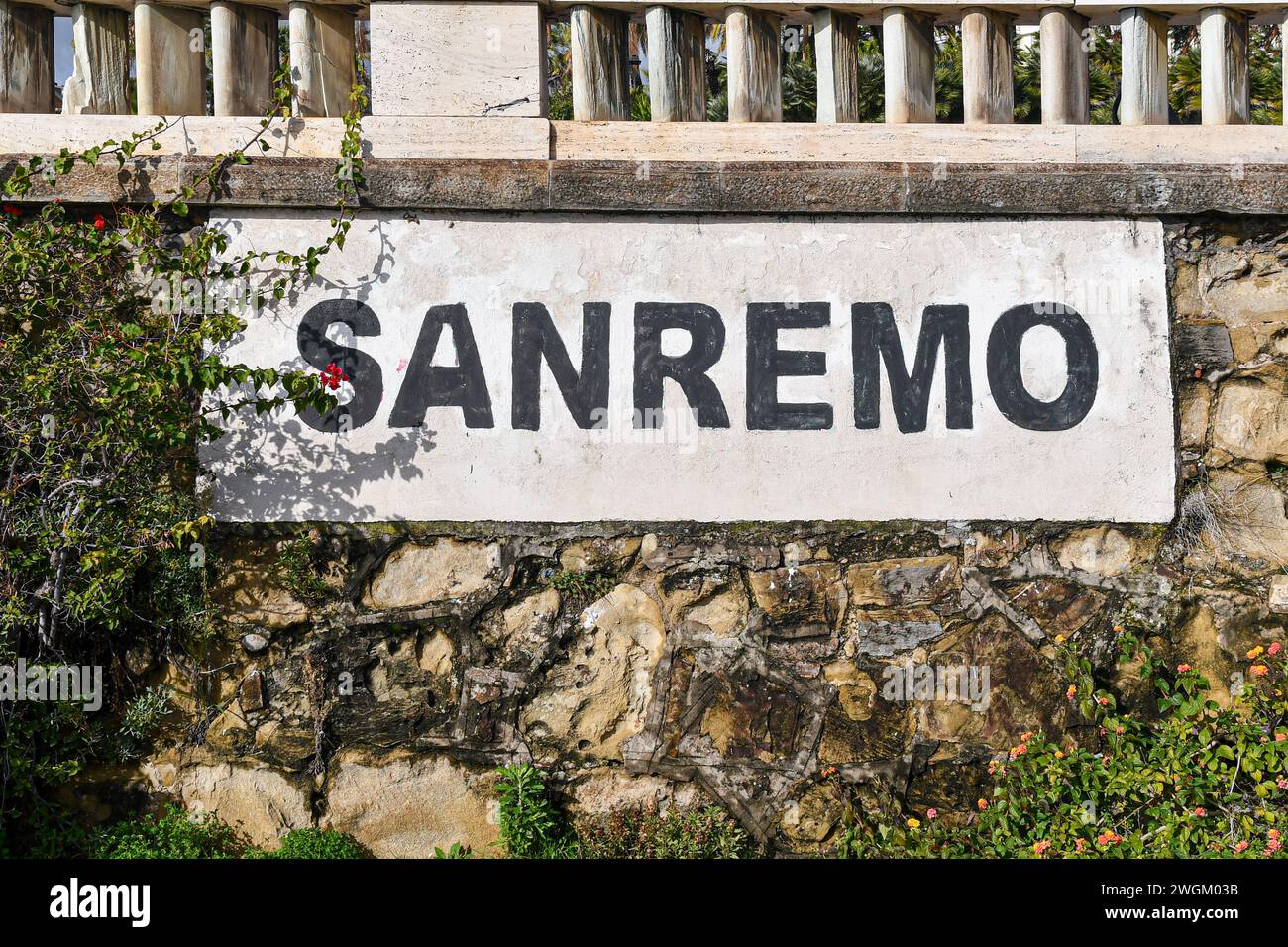 City sign on the Empress Walk promenade of the coastal city, famous for ...