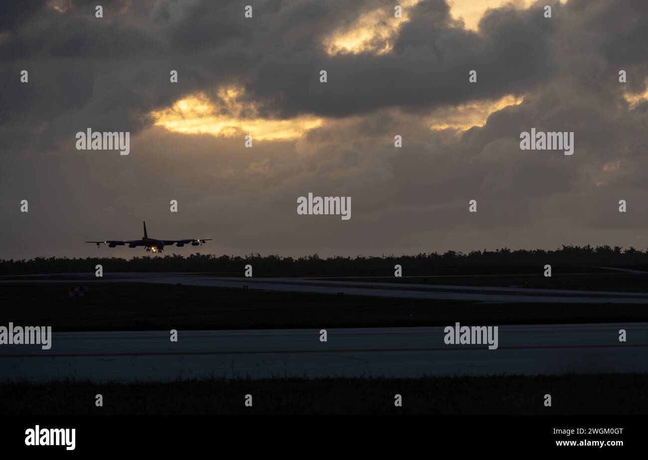 A B-52H Stratofortress lands at Andersen Air Force Base, Guam, Jan. 30 ...