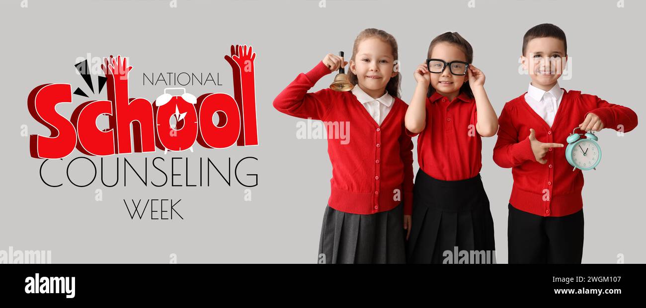 Banner for National School Counseling Week with little pupils Stock ...