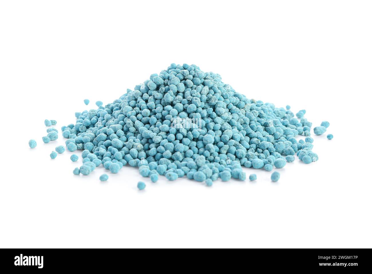 Pile of blue granular fertilizer isolated on white background Stock ...