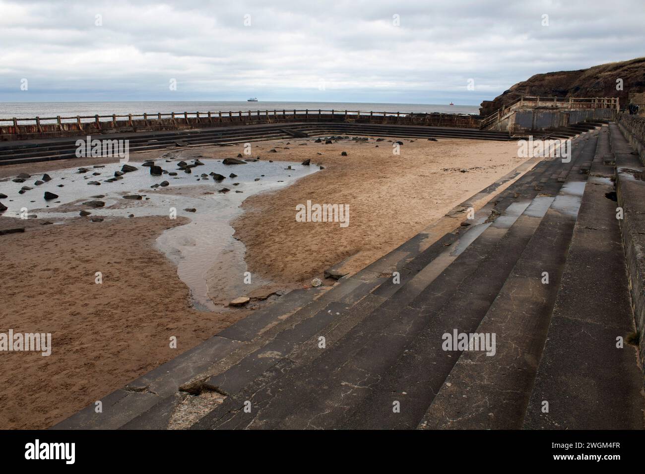 The decaying remains of Tynemouth Outdoor Swimming Pool, a salt water ...