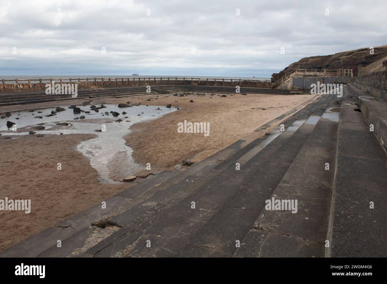 The decaying remains of Tynemouth Outdoor Swimming Pool, a salt water ...