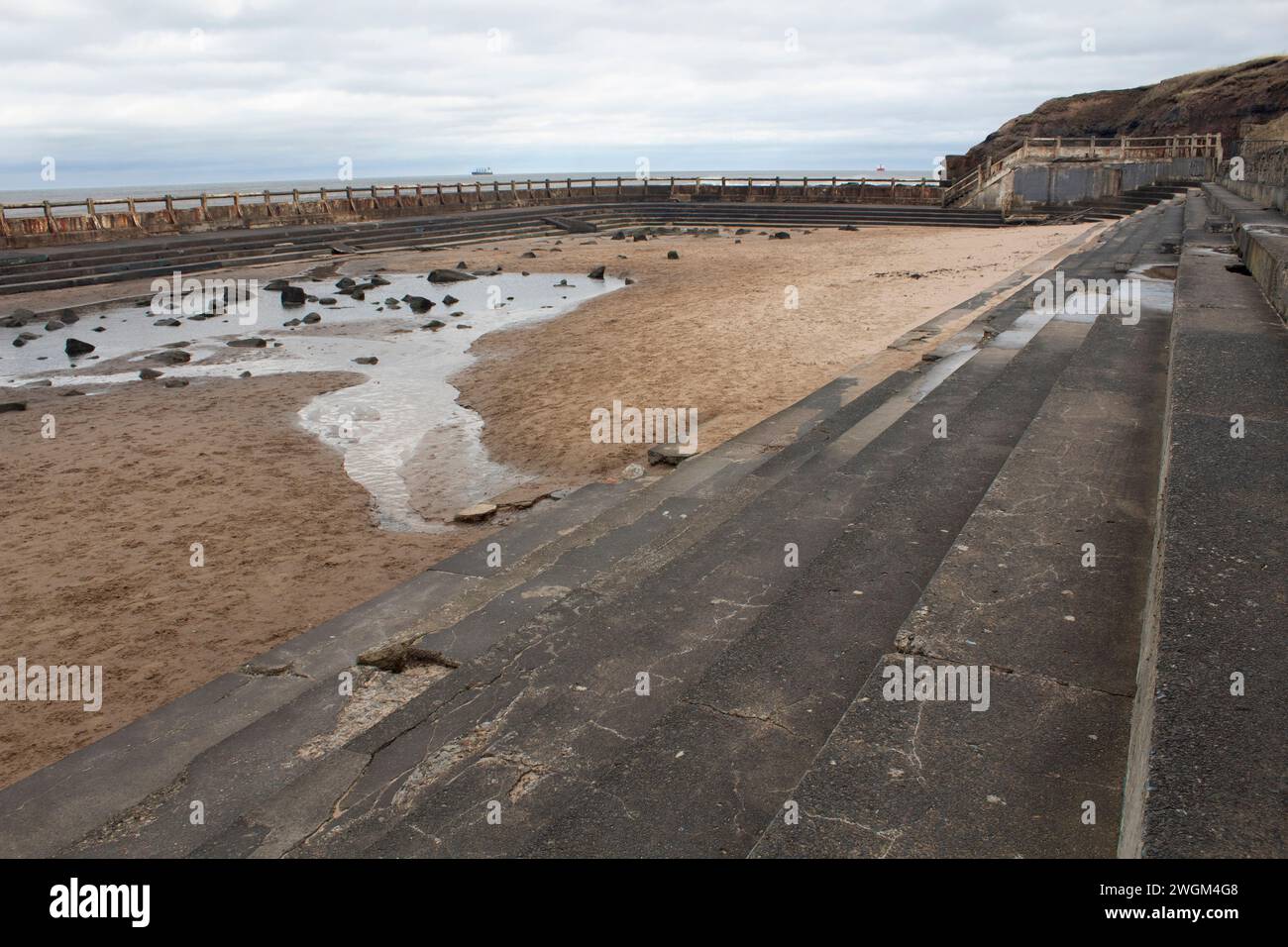 The decaying remains of Tynemouth Outdoor Swimming Pool, a salt water ...