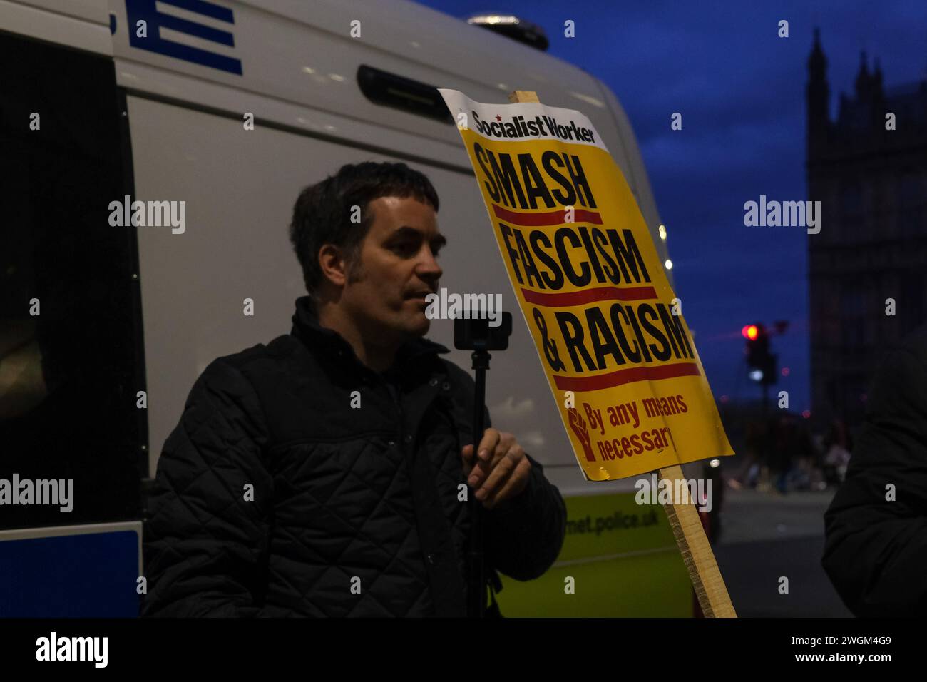 London, UK, 5th February, 2024. Stand up to Racism protest an ...