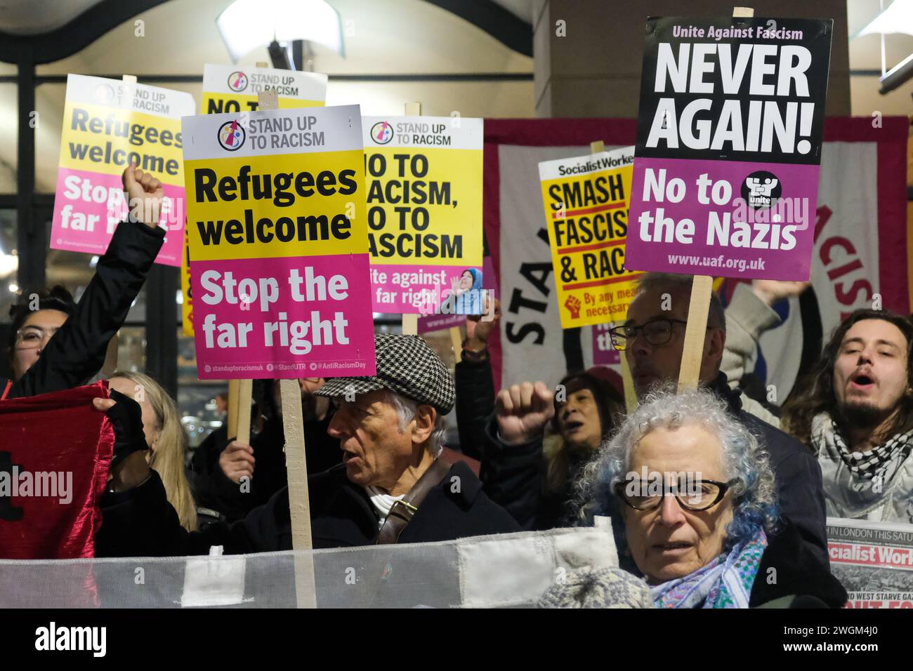 London, UK, 5th February, 2024. Stand up to Racism protest an ...