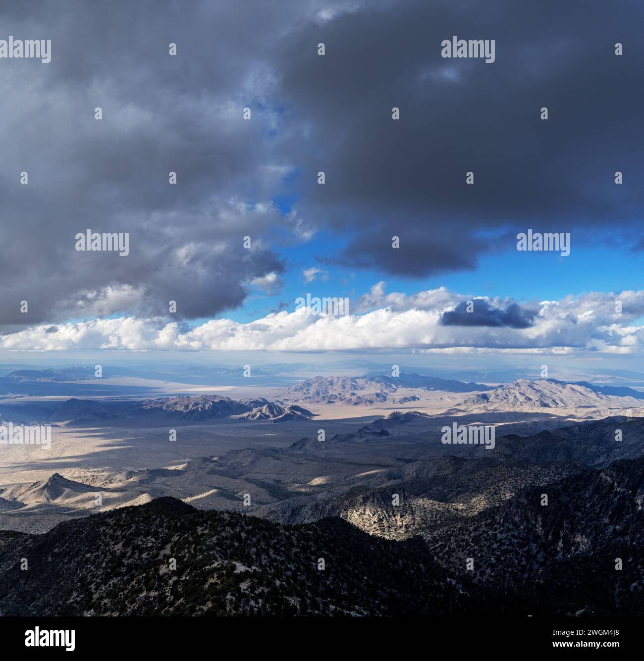 landscape looking out over the Nevada Desert from the Sheep Range with ...