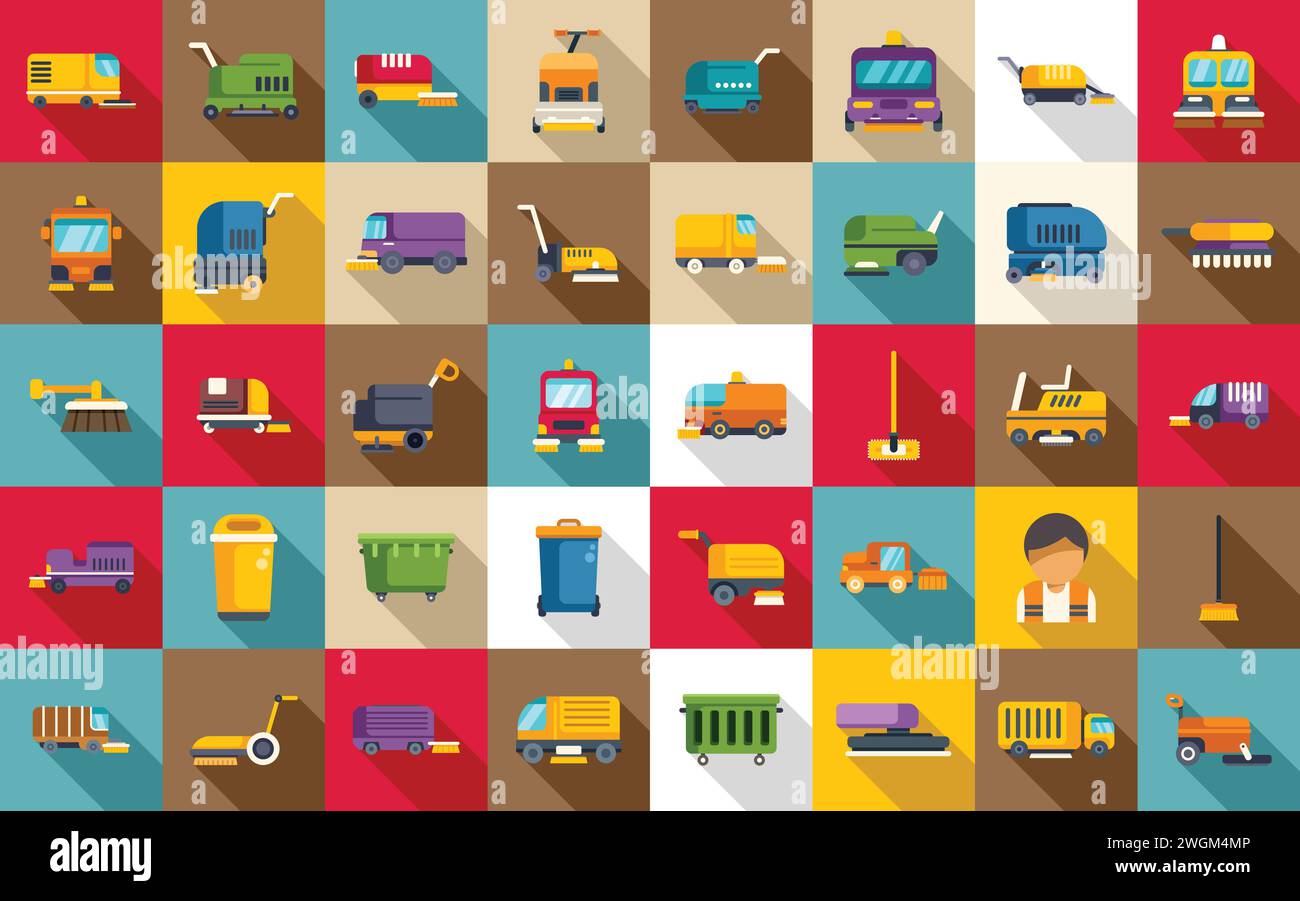 Mechanical road sweeper Stock Vector Images - Alamy