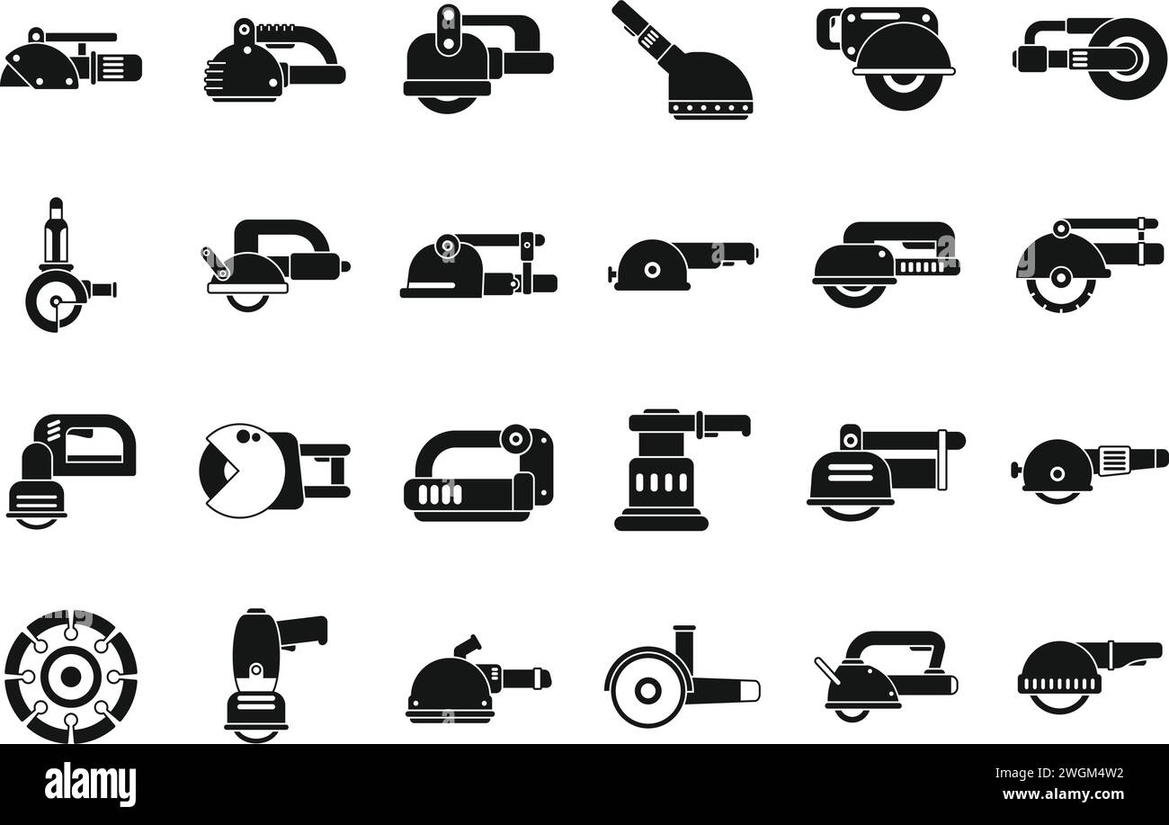 Wall chaser icons set simple vector. Construction building. Work tool ...