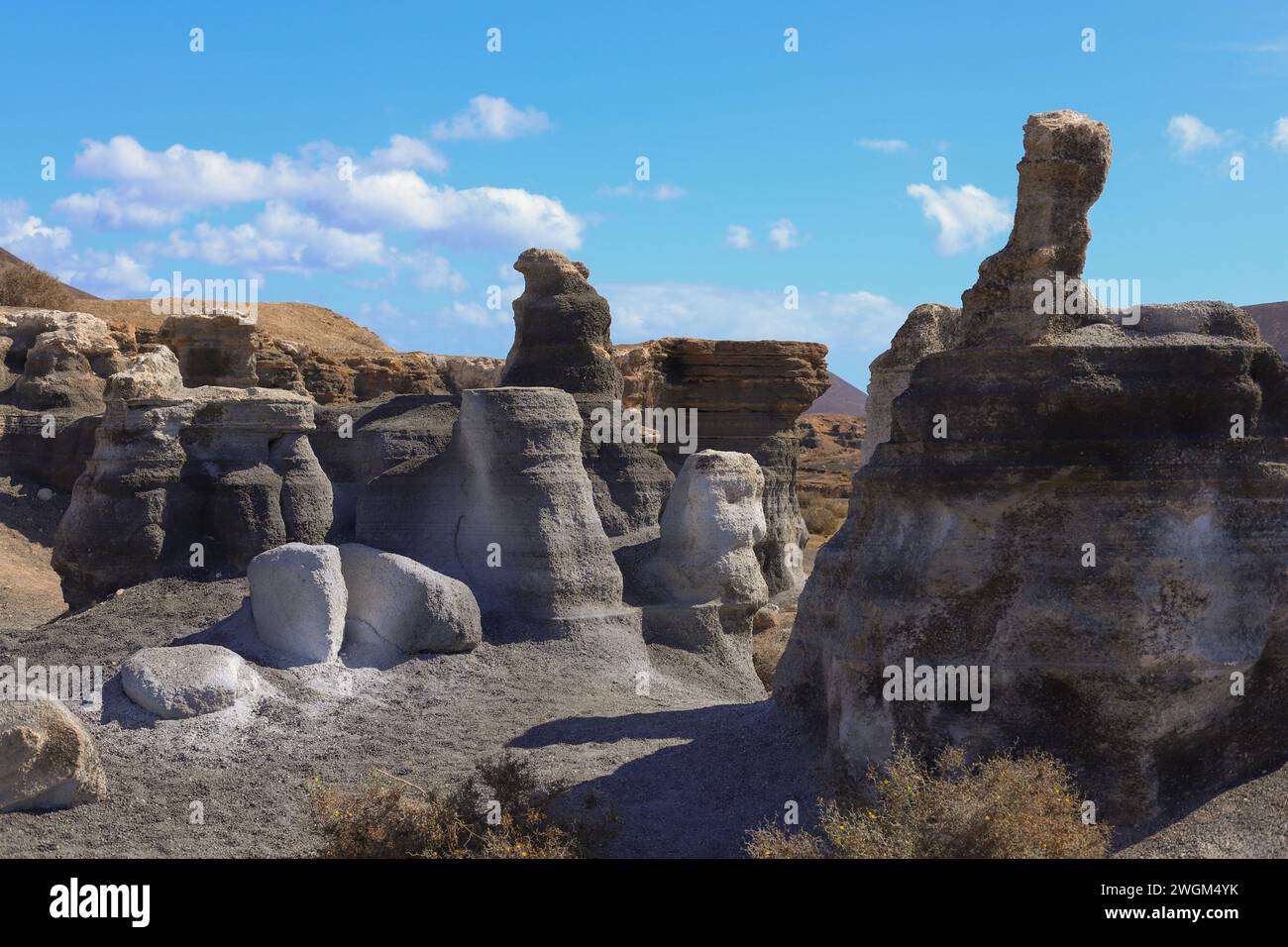 Leftover volcanic rocks shaped by the wind and time creating beautiful ...