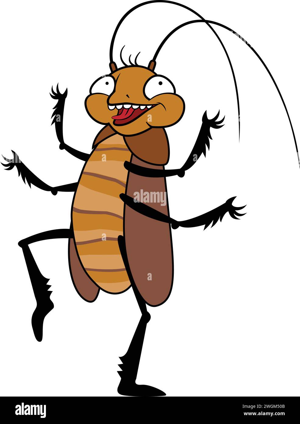 Funny Dancing Cockroach Icon Cartoon Vector Bug Head Dead Antenna Bad Stock Vector Image And Art