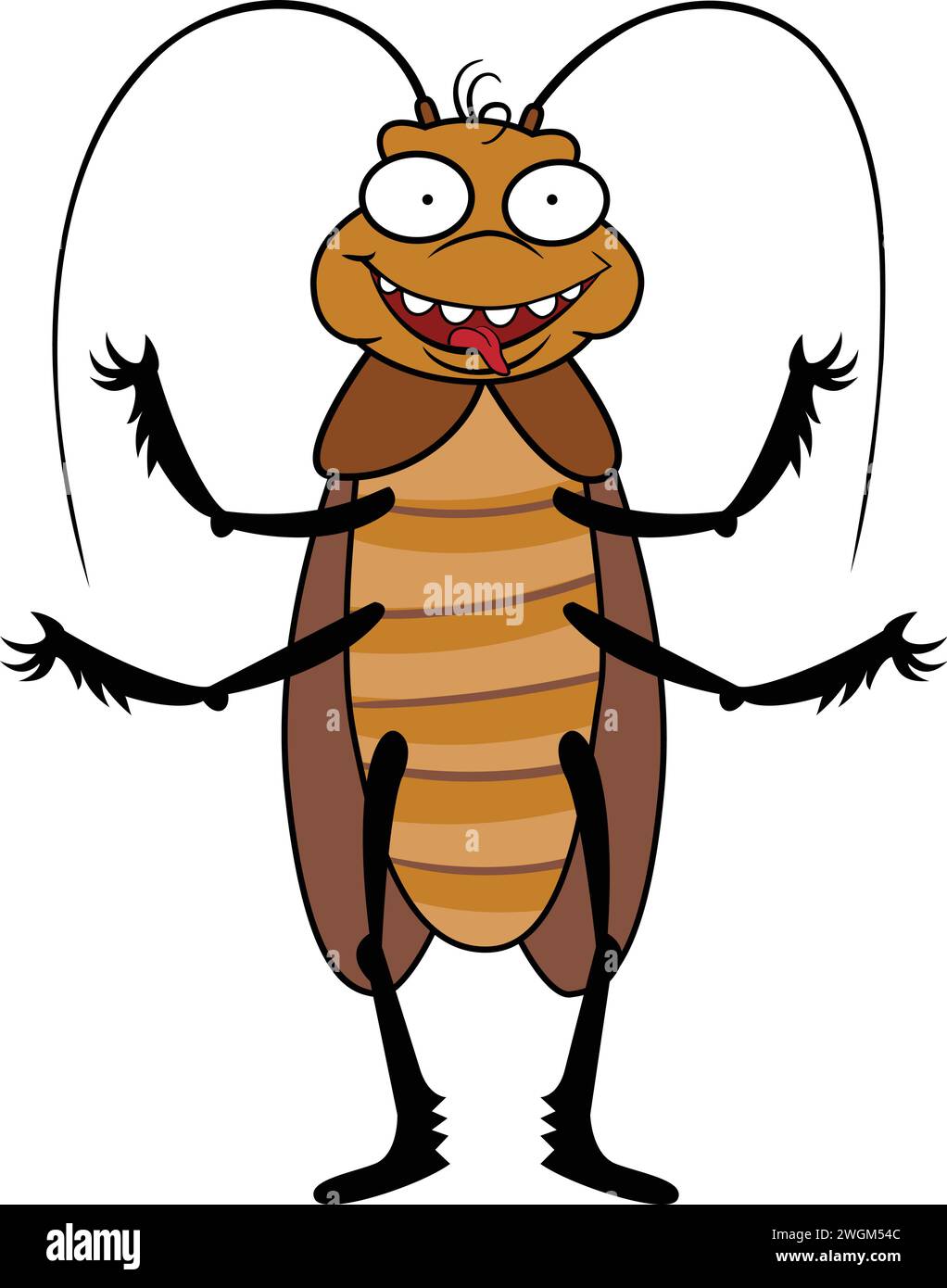 Funny smiling cockroach icon cartoon vector. Biology creepy. Insect bug ...