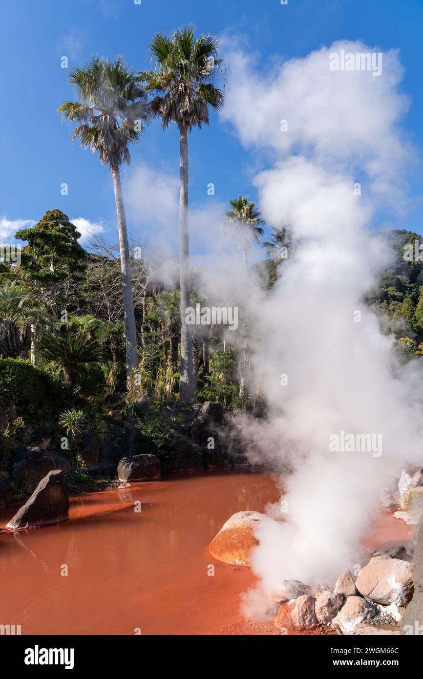Red thermal pool Jigoku at Umijigoku in Beppu, Japan Stock Photo - Alamy