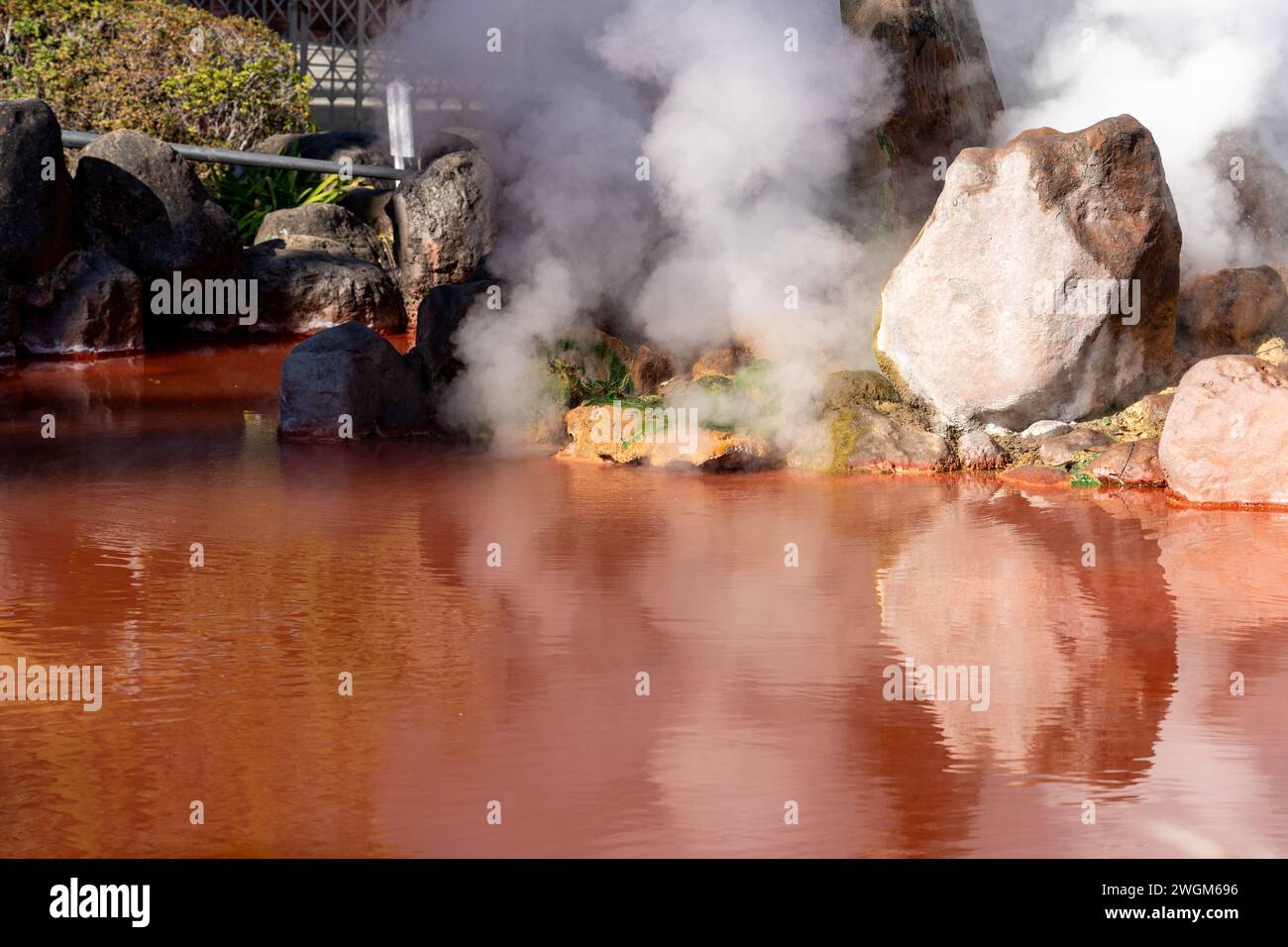 Red thermal pool Jigoku at Umijigoku in Beppu, Japan Stock Photo - Alamy