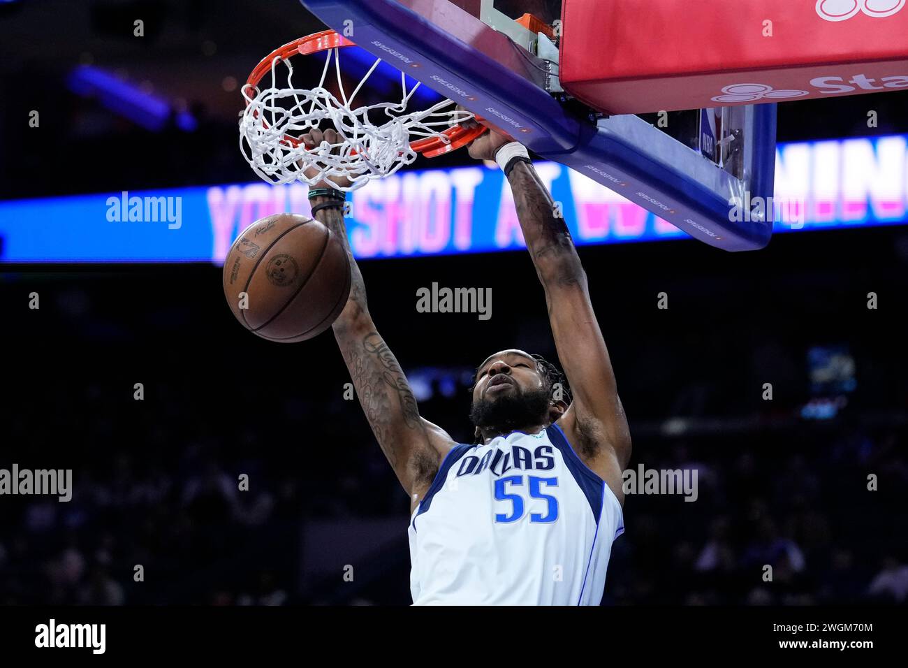 Dallas Mavericks' Derrick Jones Jr. dunks against the Philadelphia ...