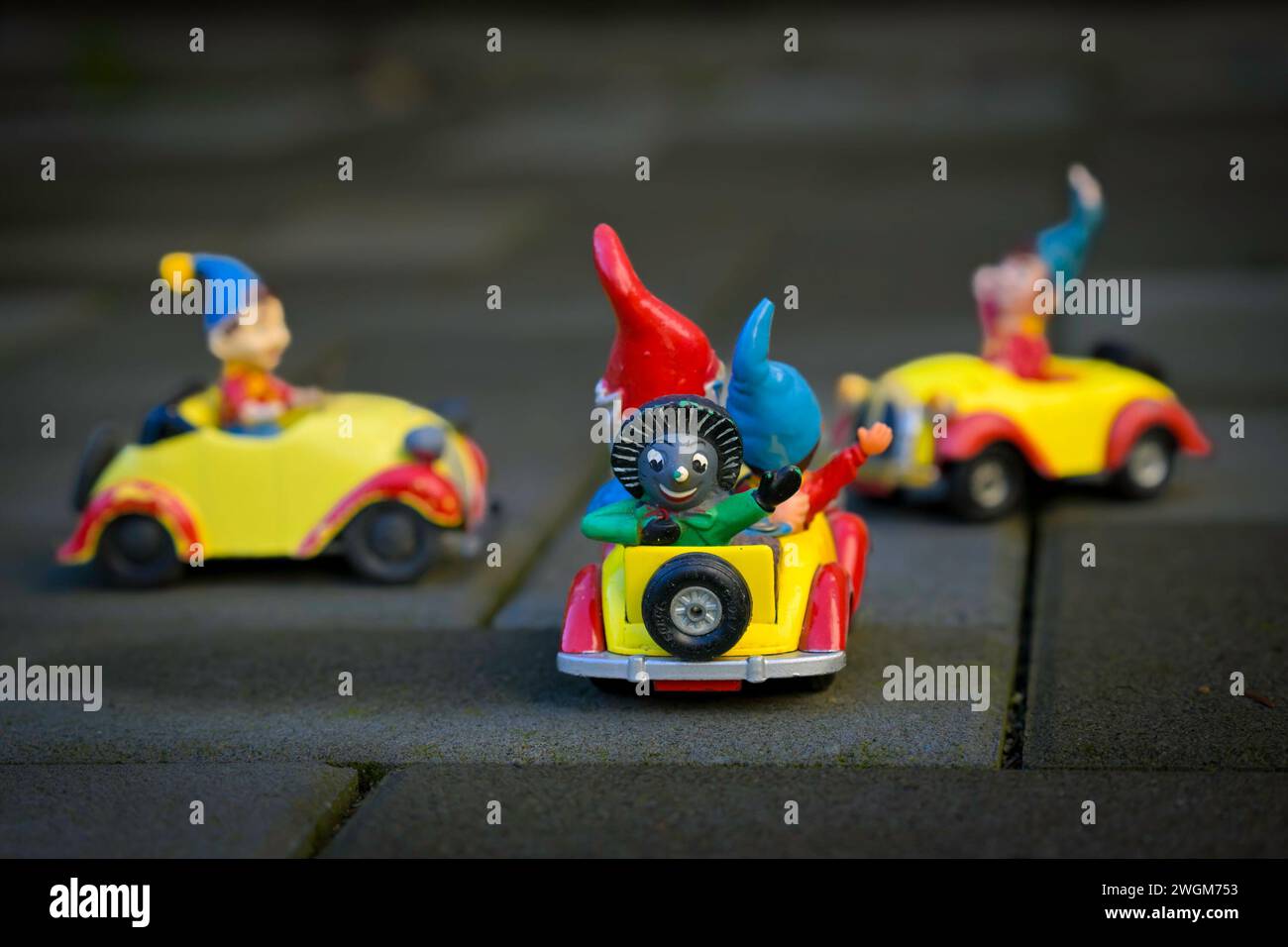 Noddy and his car with Big Ears and golly the Golliwog Stock Photo - Alamy