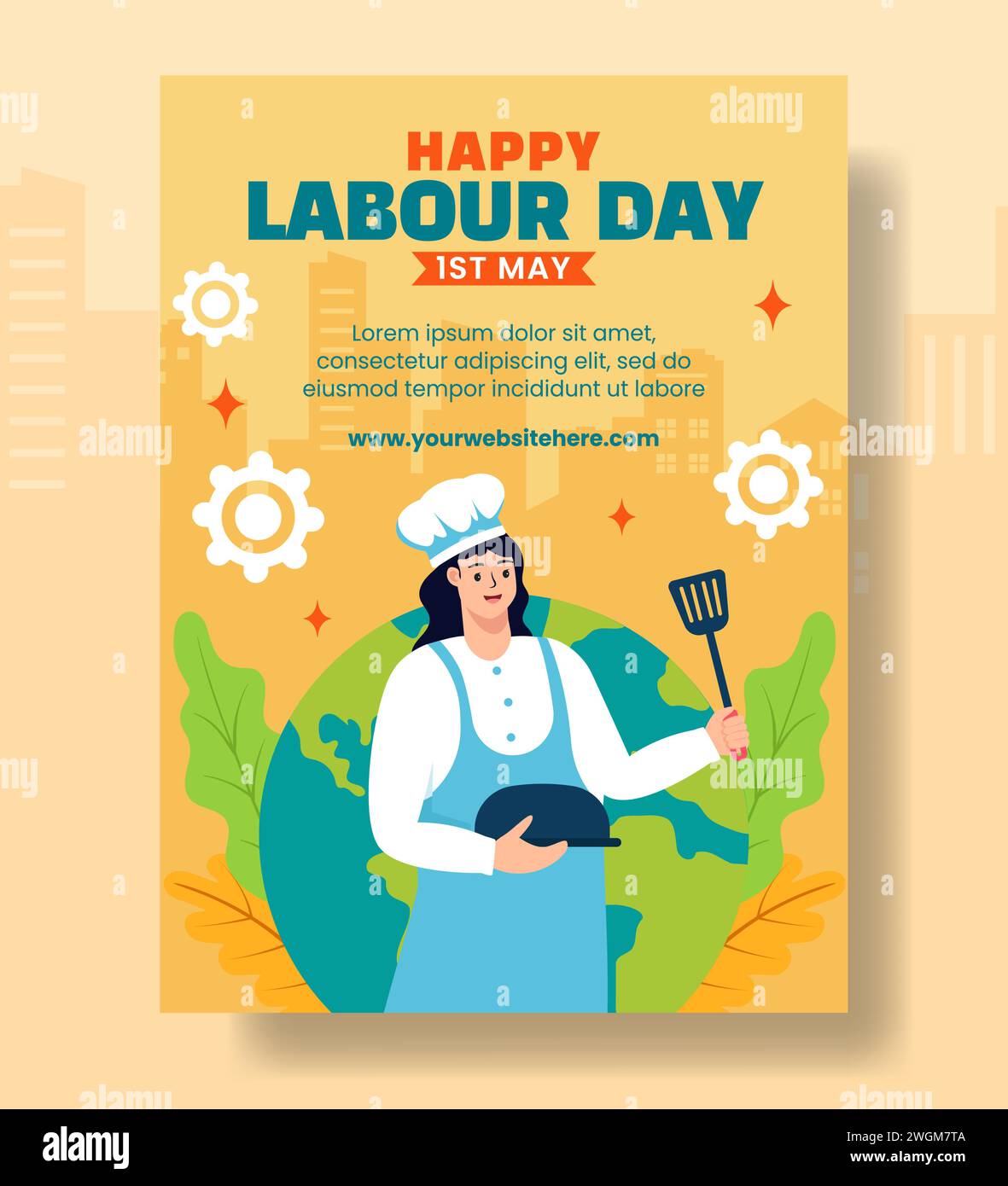 Labour Day Vertical Poster Flat Cartoon Hand Drawn Templates Background ...