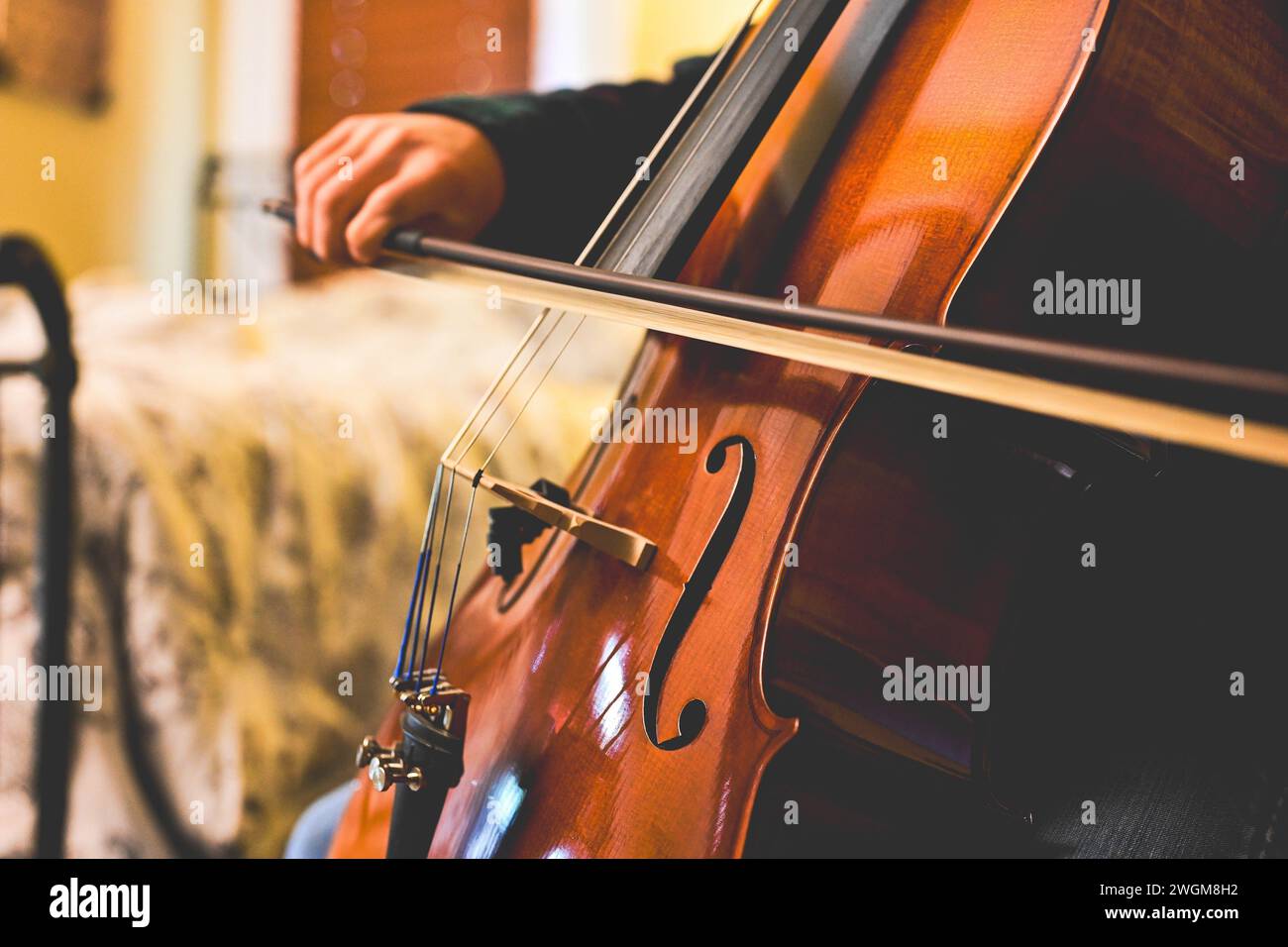 Young cello player practicing his musical notes Stock Photo - Alamy
