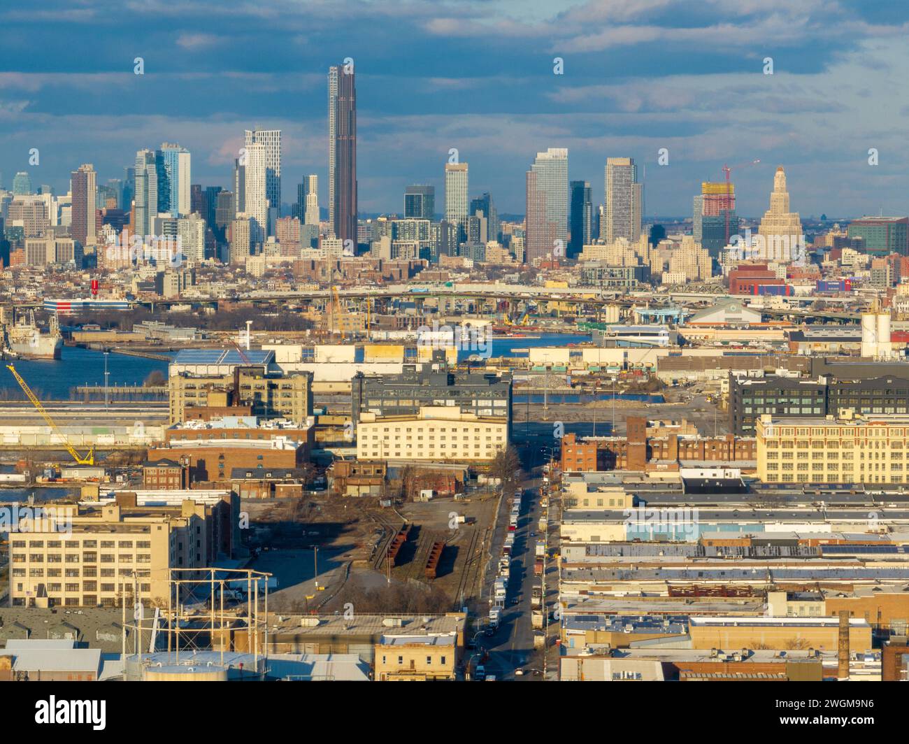 Aerial view of downtown Brooklyn skyline viewed from Brooklyn, New York ...