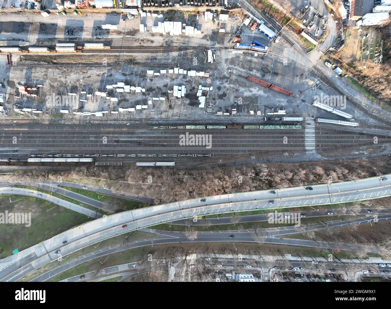 Aerial view of the Bay Ridge Rail Yard (65th Street Yard) Brooklyn, New ...