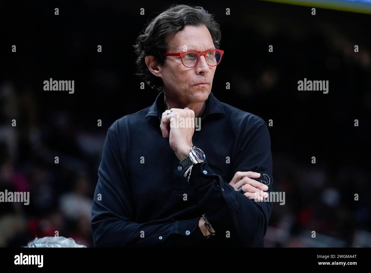 Atlanta Hawks head coach Quin Snyder watches from the sideline during ...