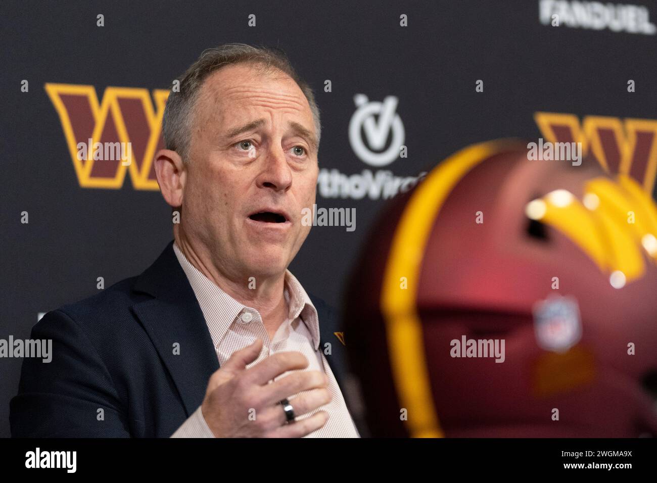 Washington Commanders managing partner Josh Harris speaks during an NFL ...
