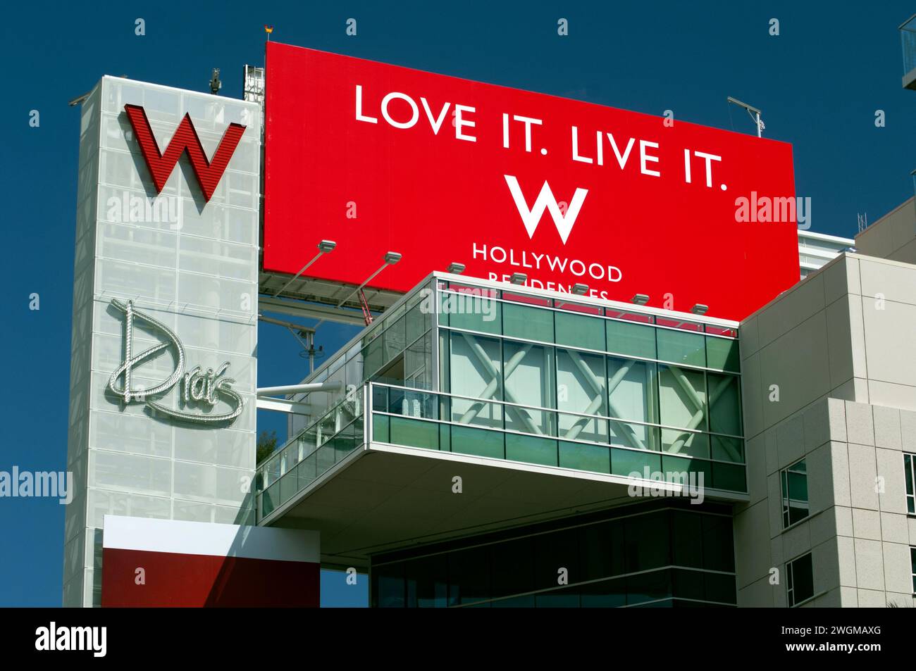 W, Hollywood, hotel, residence, sign, Los Angeles, California, USA ...