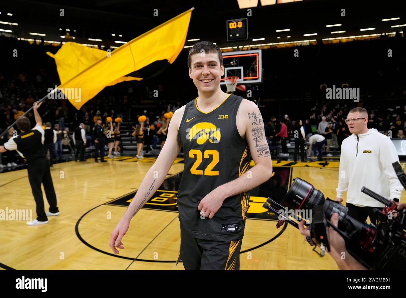 Iowa forward Patrick McCaffery (22) walks off the court after an NCAA ...