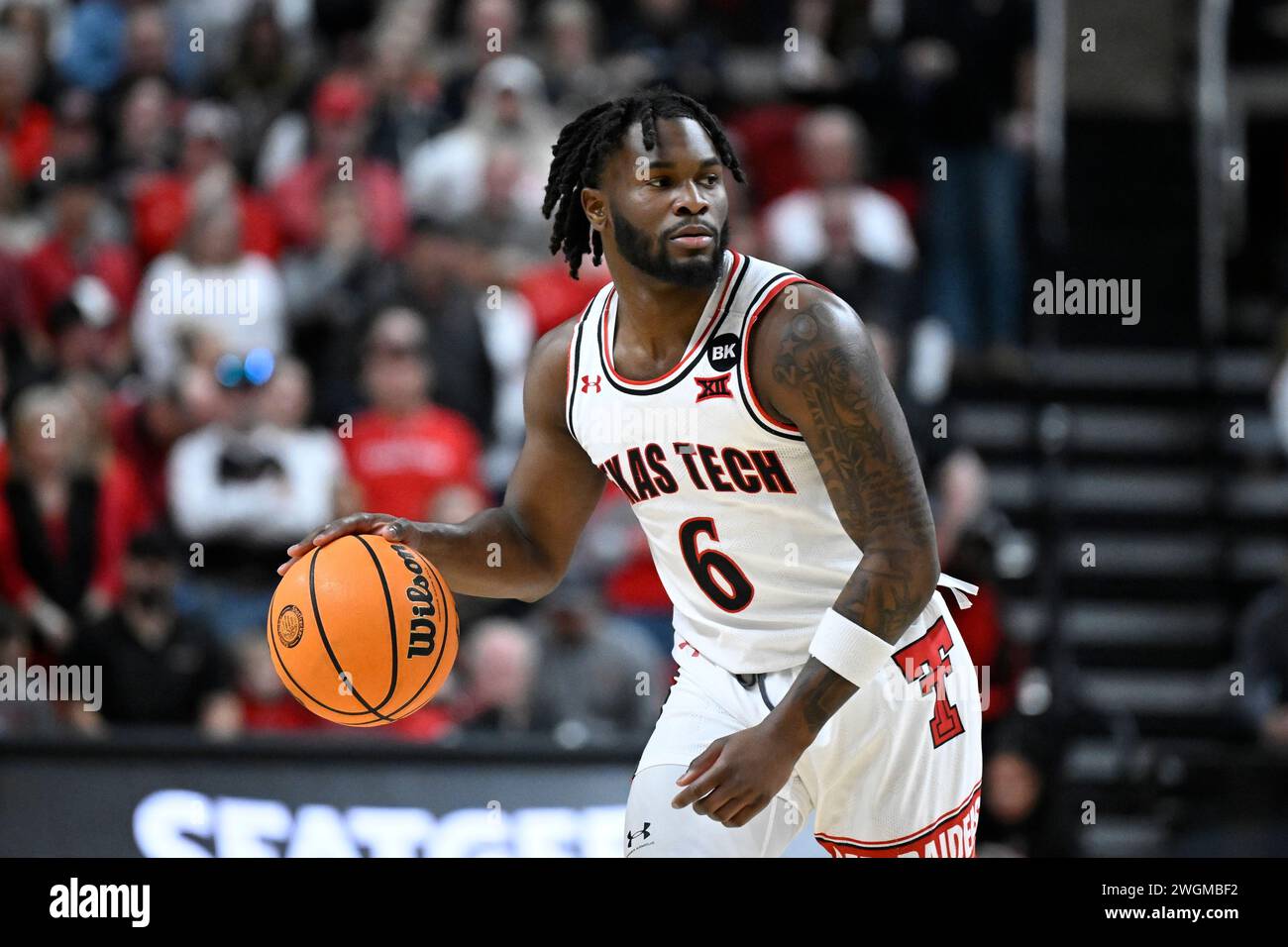 Texas Tech guard Joe Toussaint (6) brings the ball up court against ...