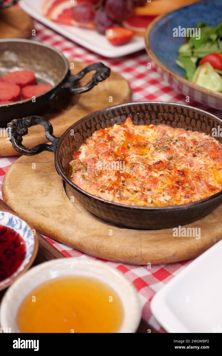 Turkish Menemen omelet in a frying pan Stock Photo - Alamy