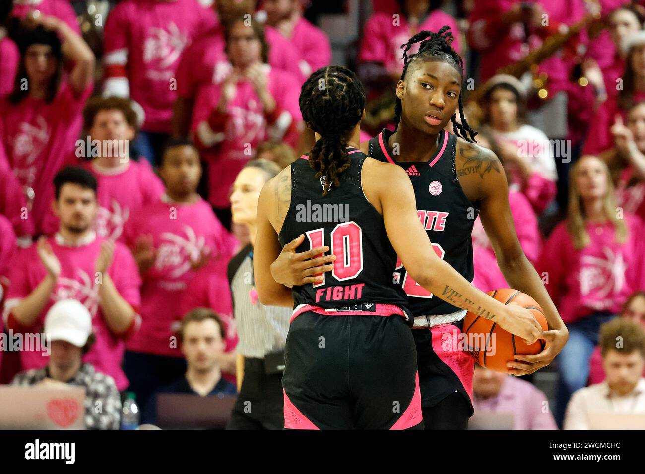 North Carolina State's Saniya Rivers, right, celebrates with teammate ...
